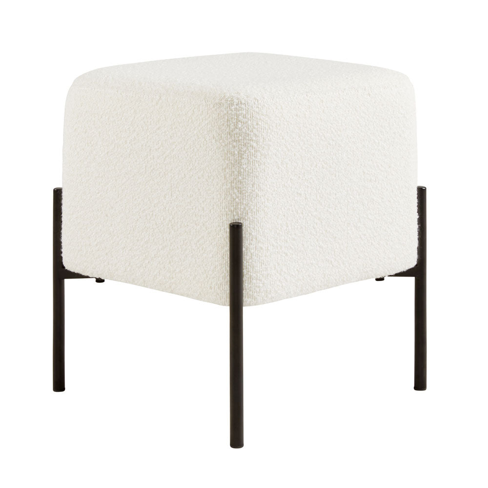 White Cube-Shaped Boucle Stool #100051 – Get set style furniture